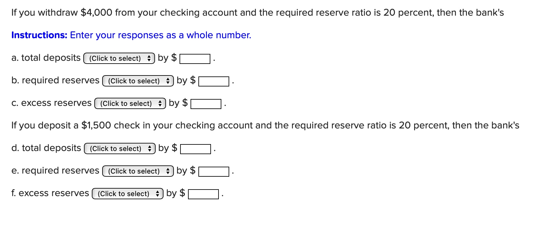 Solved If you withdraw $4,000 ﻿from your checking account | Chegg.com