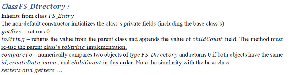Class FS_Directory : Inherits from class FS_Entry The | Chegg.com