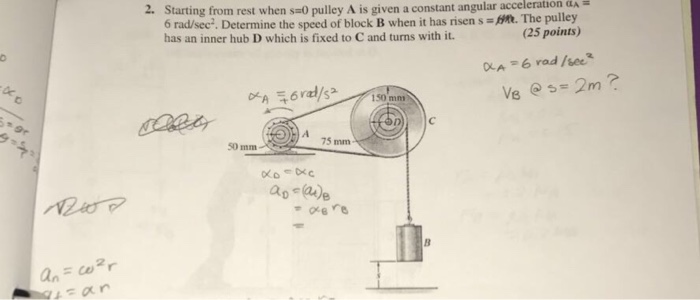 Solved Starting from rest when sa0 pulley A is given a | Chegg.com