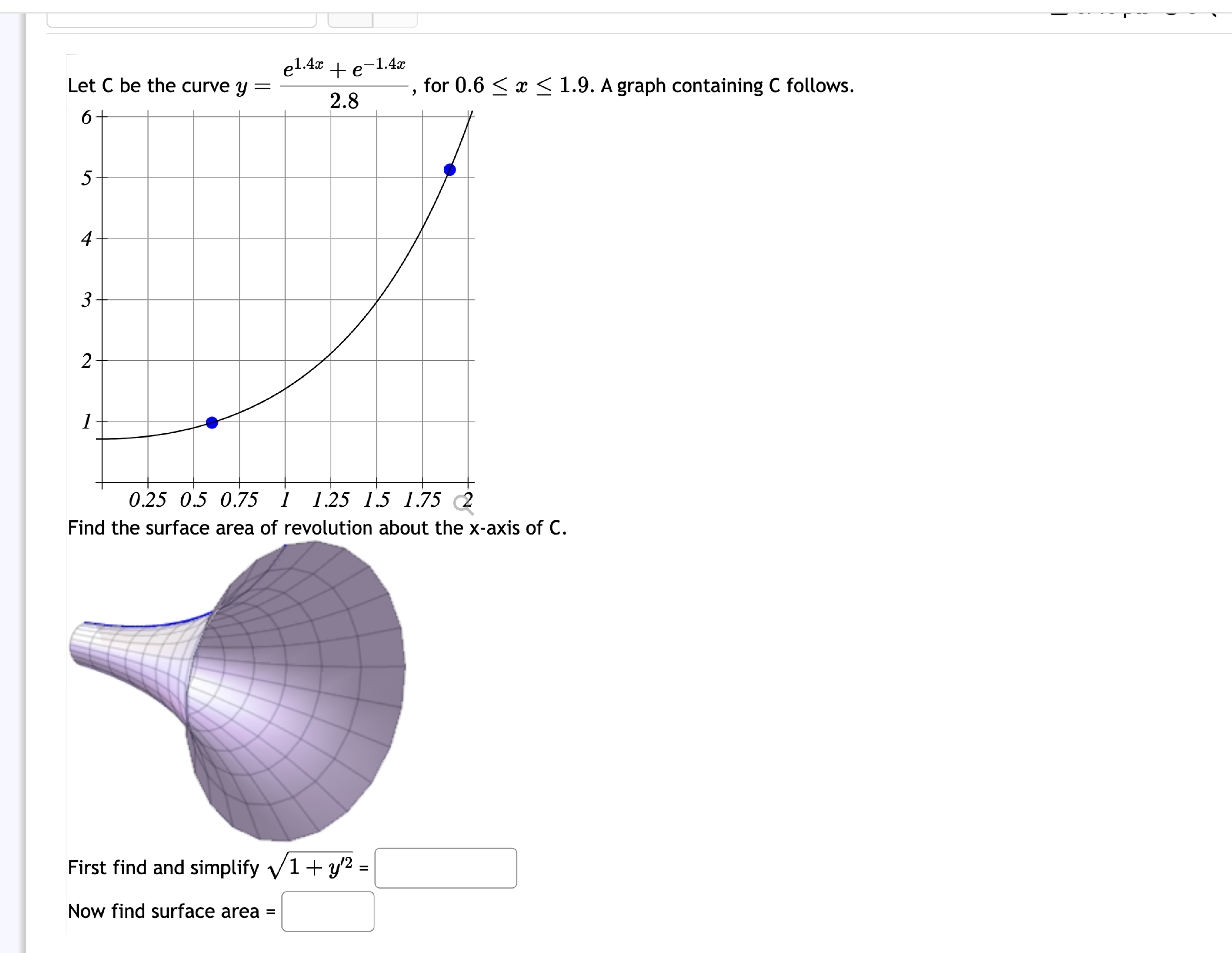 Solved Find the surface area of revolution about the x -axis | Chegg.com