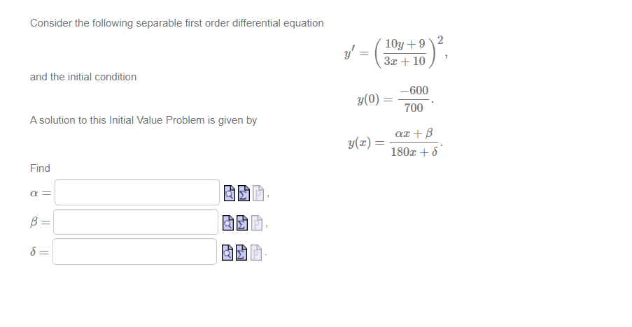 Solved Consider the following separable first order | Chegg.com