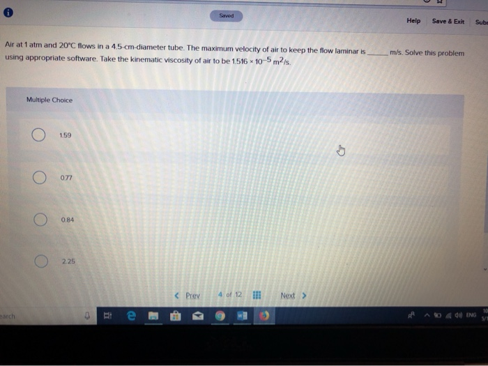 Solved Help Save& Exit Sub Saved the flow laminar is mis. | Chegg.com