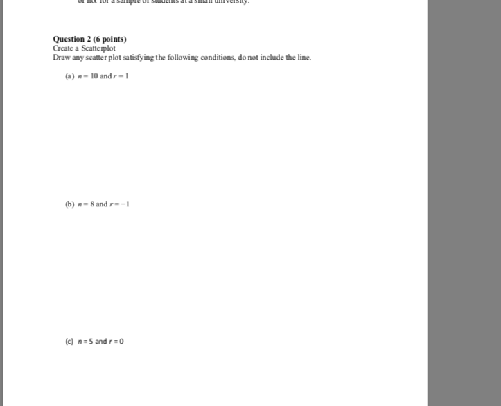 Solved Question 2 (6 points) Create a Scatterplot Draw any | Chegg.com