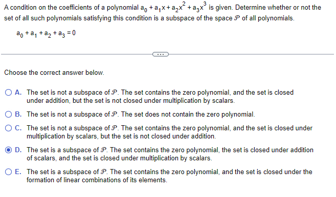 Solved A condition on the coefficients of a polynomial | Chegg.com