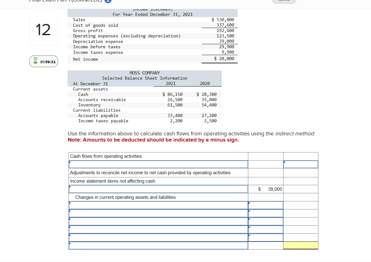 Solved Use the information above to calculate cash flows | Chegg.com