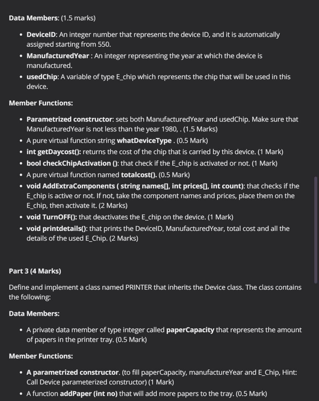 Solved Description Part 1 (12 Marks) Define and implement a | Chegg.com