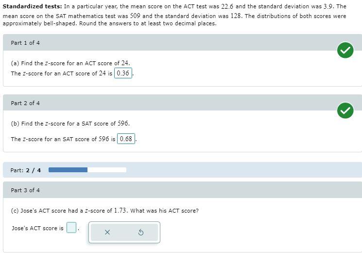 Solved Standardized tests: In a particular year, the mean | Chegg.com