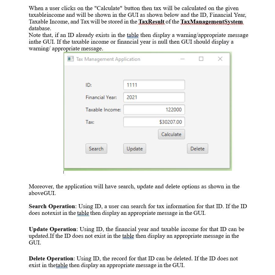 Solved •Task 1: Tax Management Database Application (15 | Chegg.com
