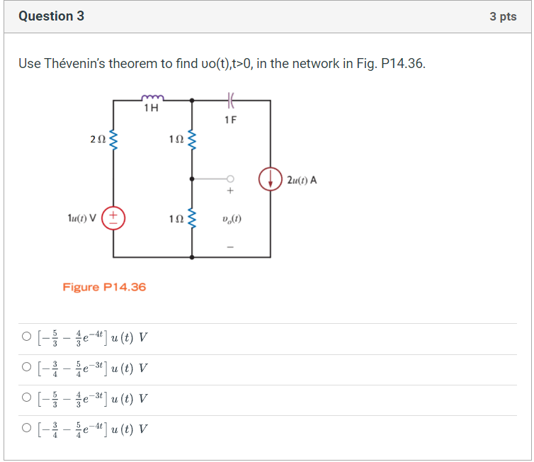 Solved Use Thévenin's theorem to find vo(t),t>0, in the | Chegg.com