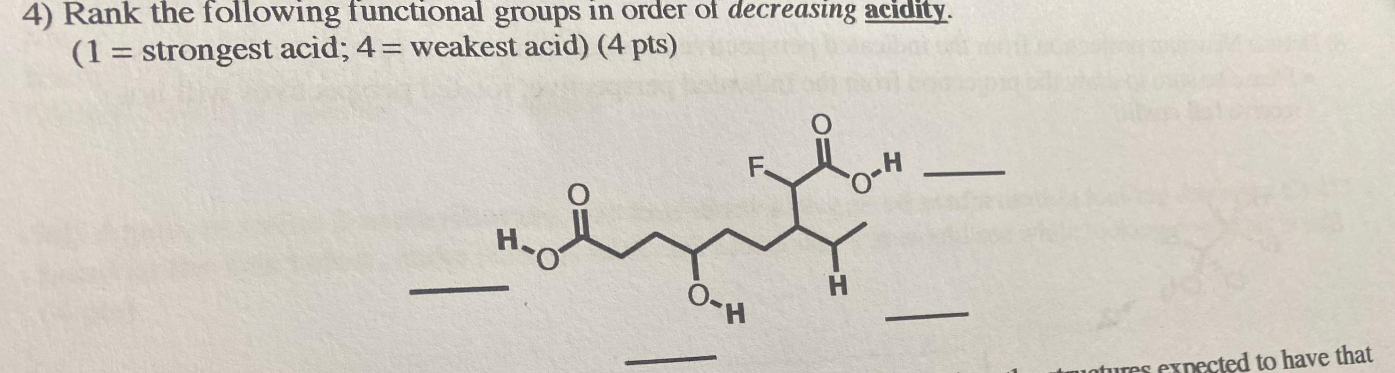 Solved 4) Rank the following functional groups in order of | Chegg.com