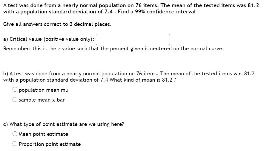 Solved A test was done from a nearly normal population on 76 | Chegg.com