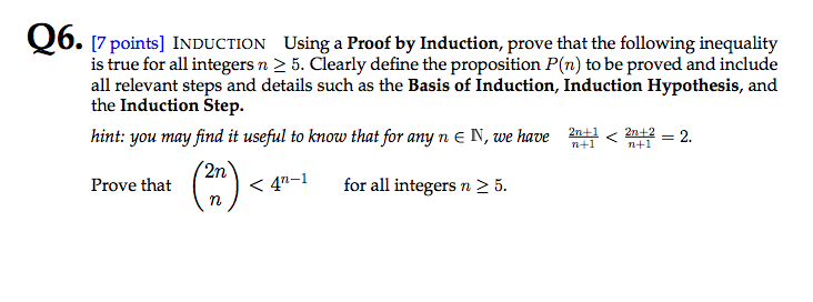 Solved . [7 points] INDUCTION Using a Proof by Induction, | Chegg.com
