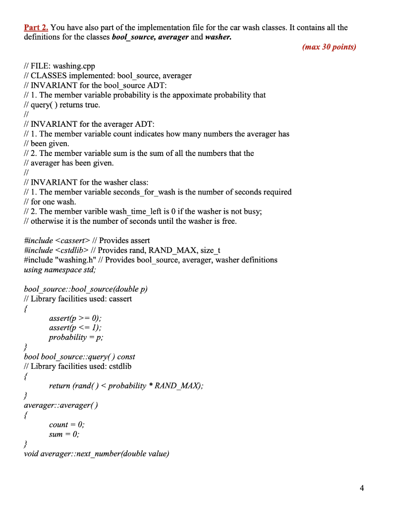 Part 2. You have also part of the implementation file | Chegg.com
