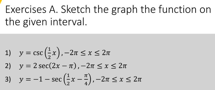 Solved Exercises A. Sketch the graph the function on the | Chegg.com