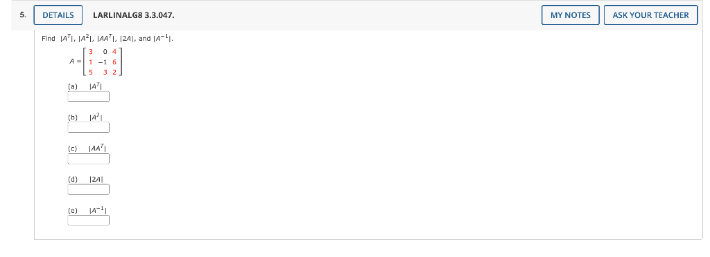 Solved 5. DETAILS LARLINALG8 3.3.047. MY NOTES ASK YOUR | Chegg.com