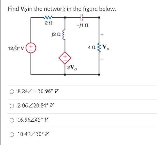 Solved Find V0 in the network in the figure below. | Chegg.com