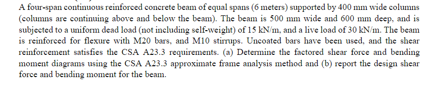 Solved A four-span continuous reinforced concrete beam of | Chegg.com