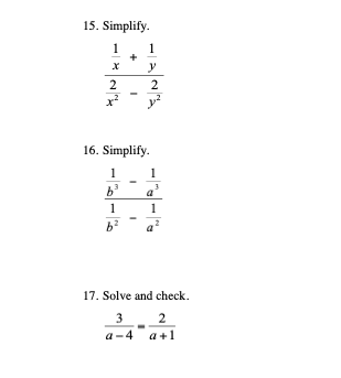 Solved 15. Simplify. x22−y22x1+y1 16. Simplify. | Chegg.com