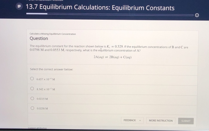 Solved 13.7 Equilibrium Calculations: Equilibrium Constants | Chegg.com