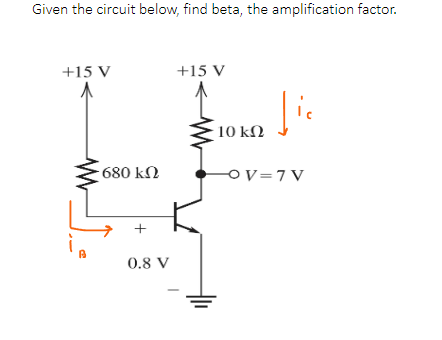 Solved Given the circuit below, find beta, the amplification | Chegg.com