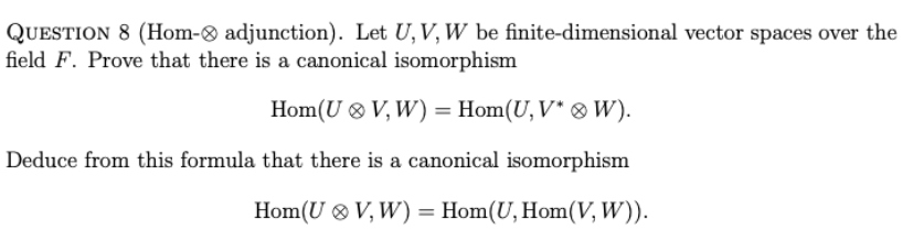 Solved QUESTION 8 (Hom-adjunction). Let U, V, W be | Chegg.com