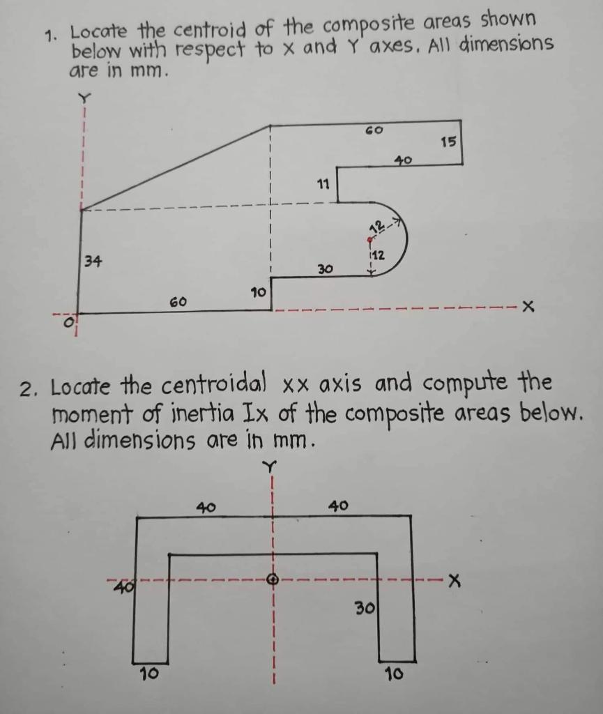 Solved 1. Locate the centroid of the composite areas shown | Chegg.com