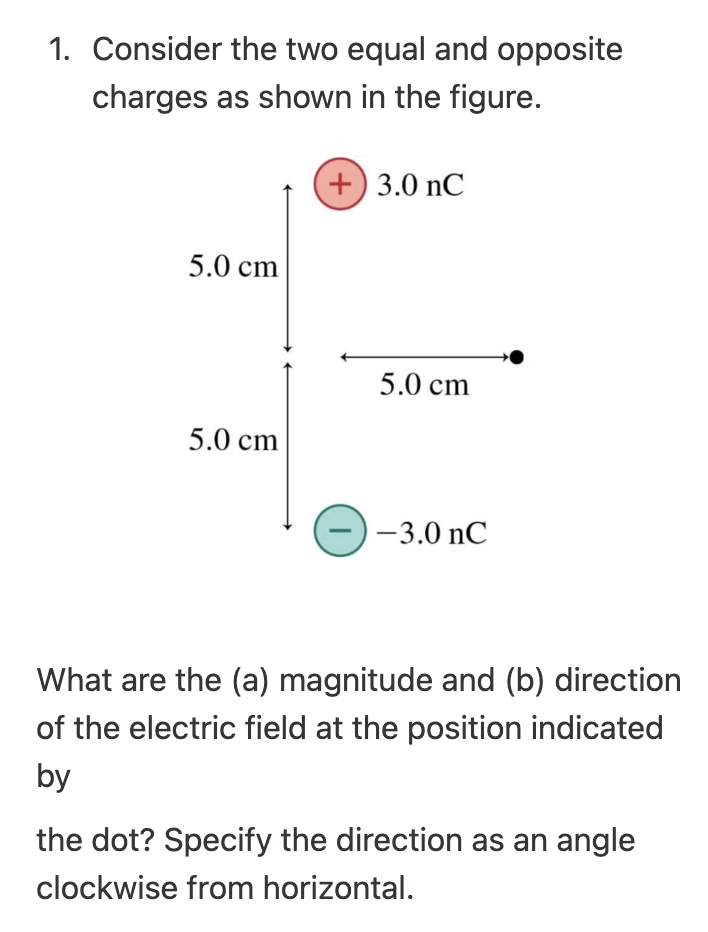 Solved Consider the two equal and opposite charges as shown | Chegg.com