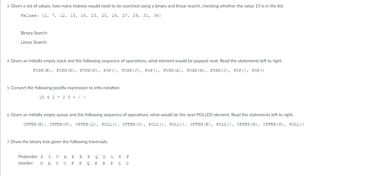 Solved 3. Given a set of values, how many indexes would need | Chegg.com