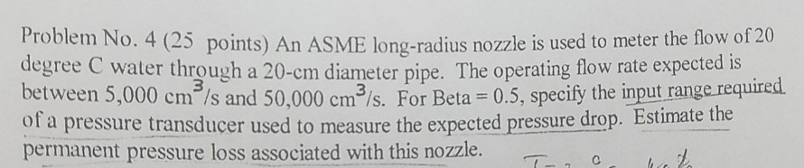 Solved Problem No. 4 (25 points) An ASME long-radius nozzle | Chegg.com