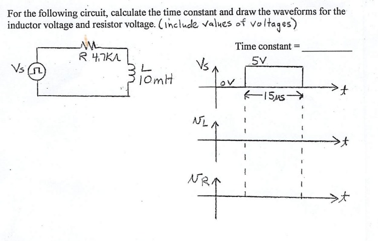 Solved For the following circuit, calculate the time | Chegg.com