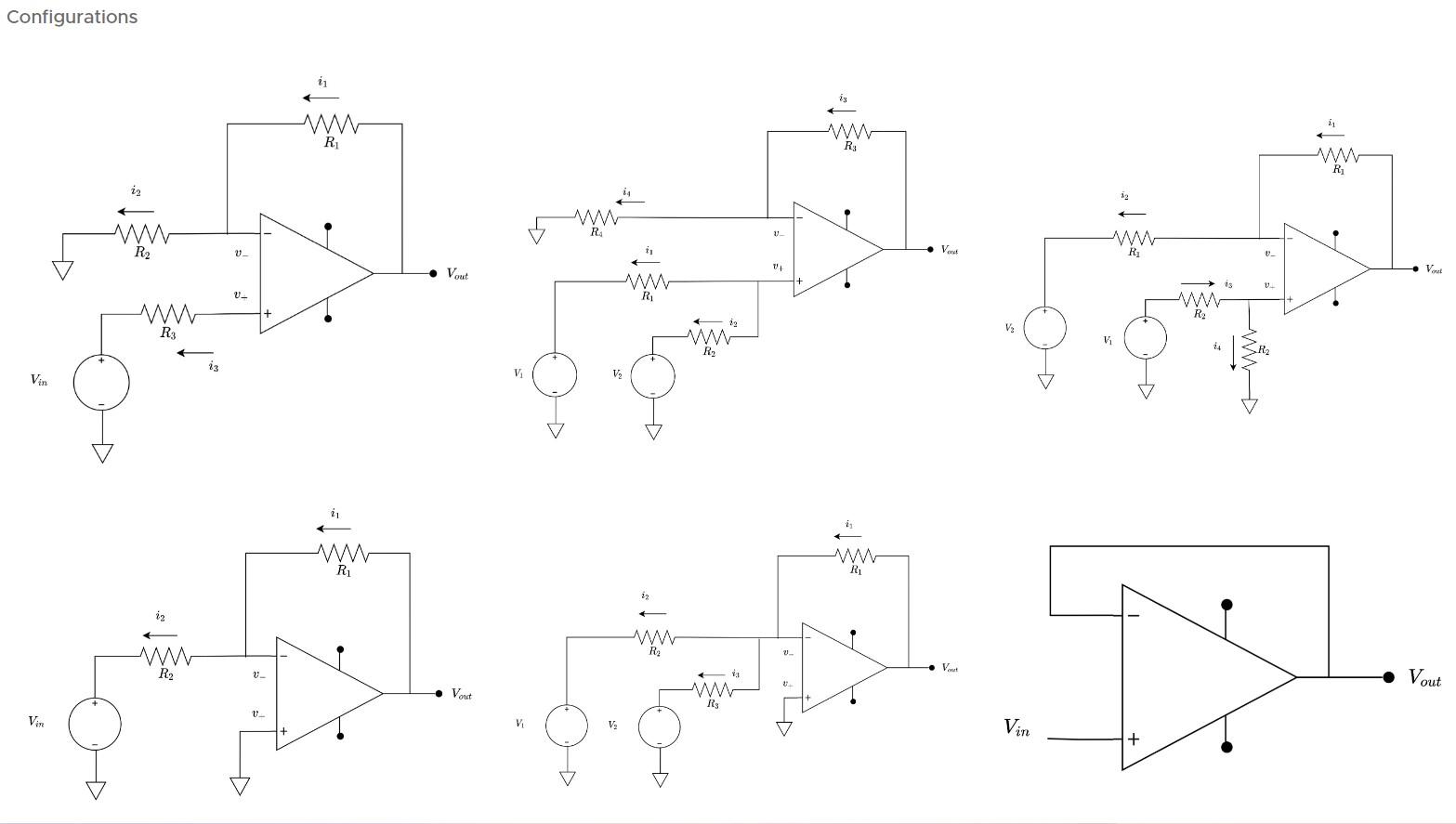 Solved ConfigurationsMatch each Op-Amp configuration to its | Chegg.com