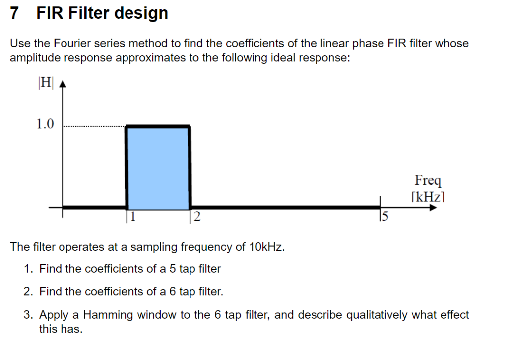 7 FIR Filter design Use the Fourier series method to | Chegg.com
