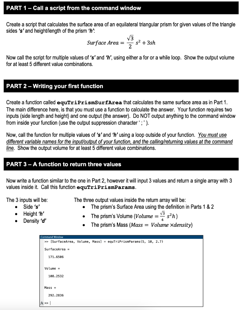 Solved PART 1 - Call a script from the command window Create | Chegg.com