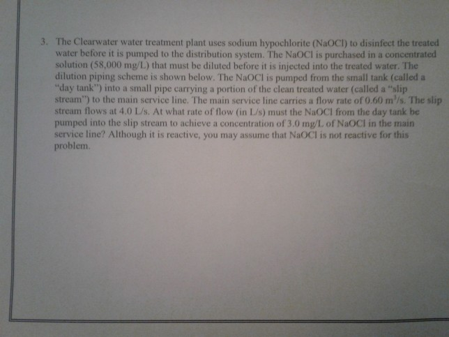 Solved 3. The Clearwater water treatment plant uses sodium | Chegg.com