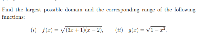 Solved Find the largest possible domain and the | Chegg.com