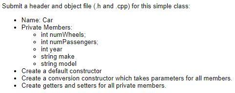 Solved Submit a header and object file (.h and .cpp) for | Chegg.com