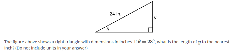 Solved 24 in. o The figure above shows a right triangle with | Chegg.com
