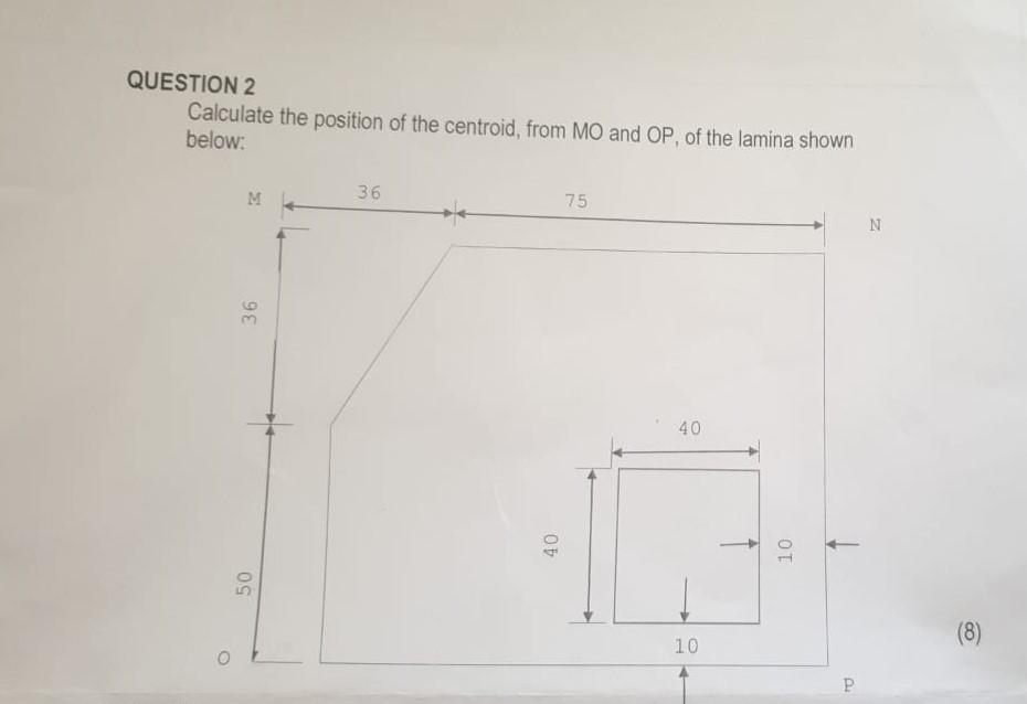 Solved QUESTION 2 Calculate the position of the centroid, | Chegg.com
