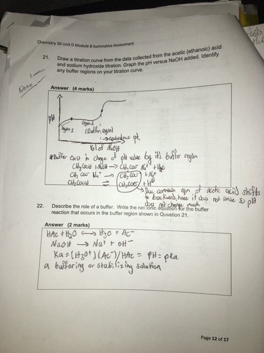 Chemistry 30 Unit D Module 8 Summative Assessment 23. | Chegg.com