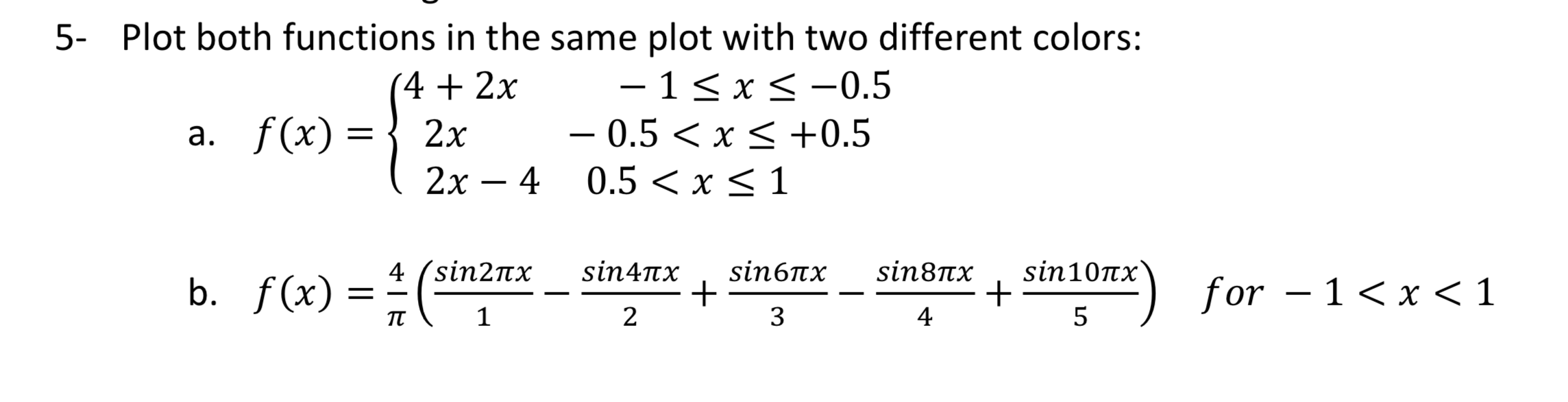 Solved 5 Plot Both Functions In The Same Plot With Two 3875