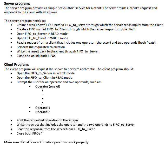 - Create 2 programs (Client and Server) that are | Chegg.com