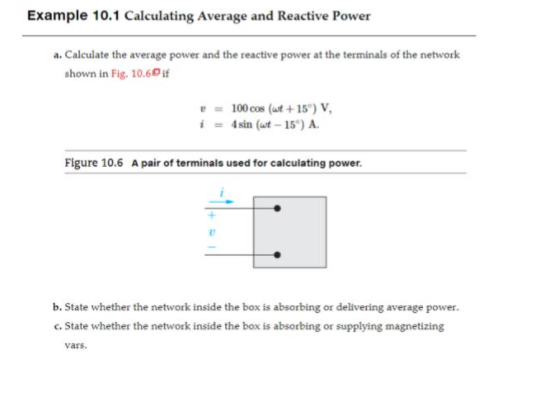 Solved Example 10.1 Calculating Average and Reactive Power | Chegg.com