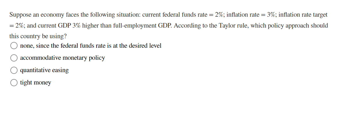 Solved Using the Taylor Rule, what should the federal funds | Chegg.com