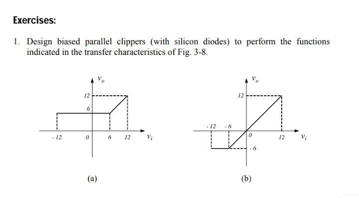 Solved Exercises: 1. Design biased parallel clippers (with | Chegg.com