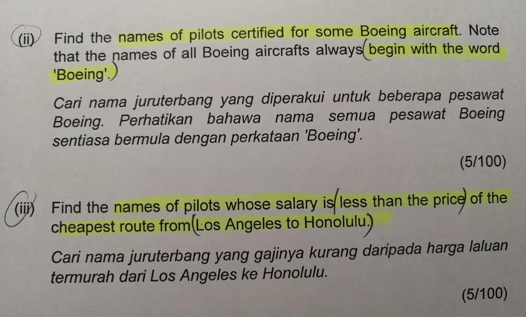 Solved (a) The following relations keep track of airline | Chegg.com