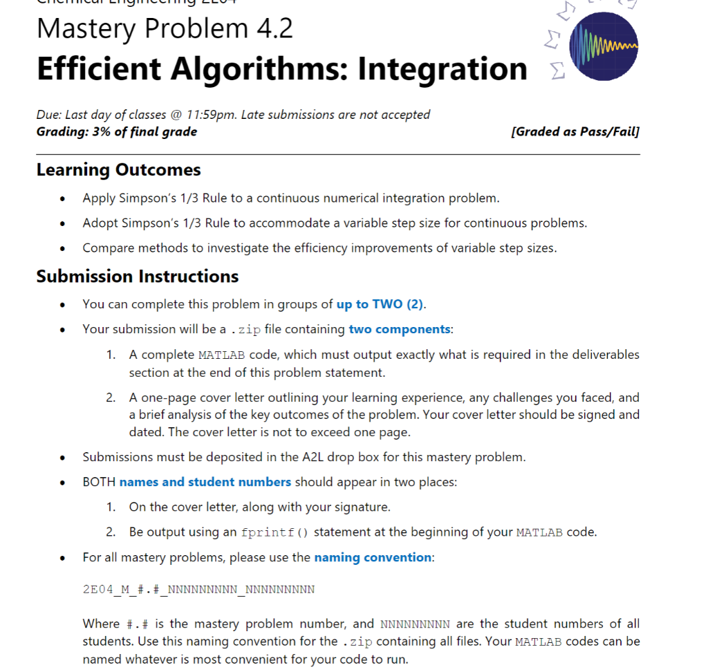 Mastery Problem 4.2 Efficient Algorithms: Integration | Chegg.com
