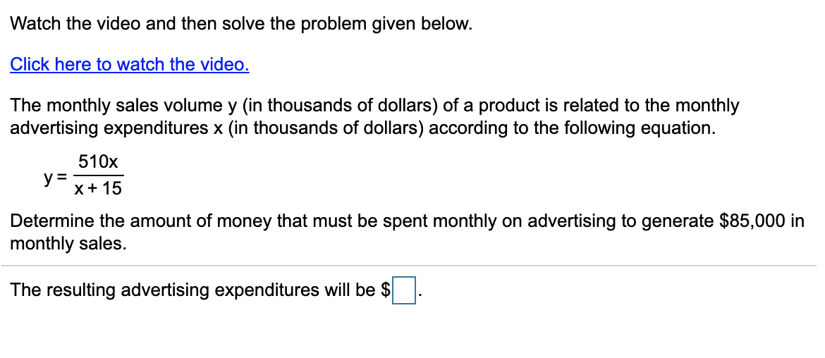 Solved Watch the video and then solve the problem given | Chegg.com