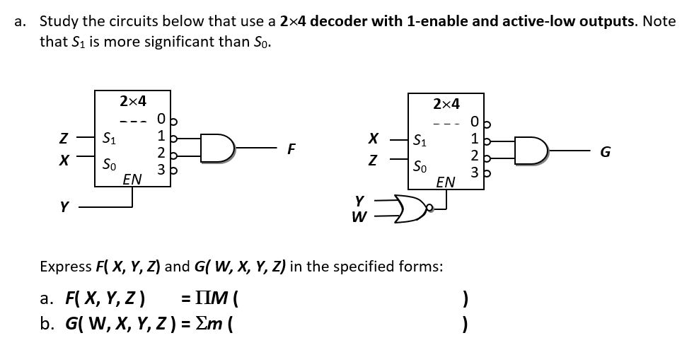 Solved a. Study the circuits below that use a 2x4 decoder | Chegg.com