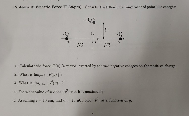 Solved Problem 2: Electric Force II (25pts). Consider the | Chegg.com Solved Problem 2: Electric Force II (25pts). Consider the | Chegg.com