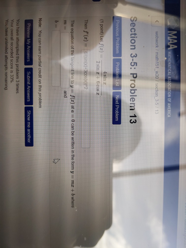 Solved МАА MATHEMATICAL ASSOCIATION OF AMERICA